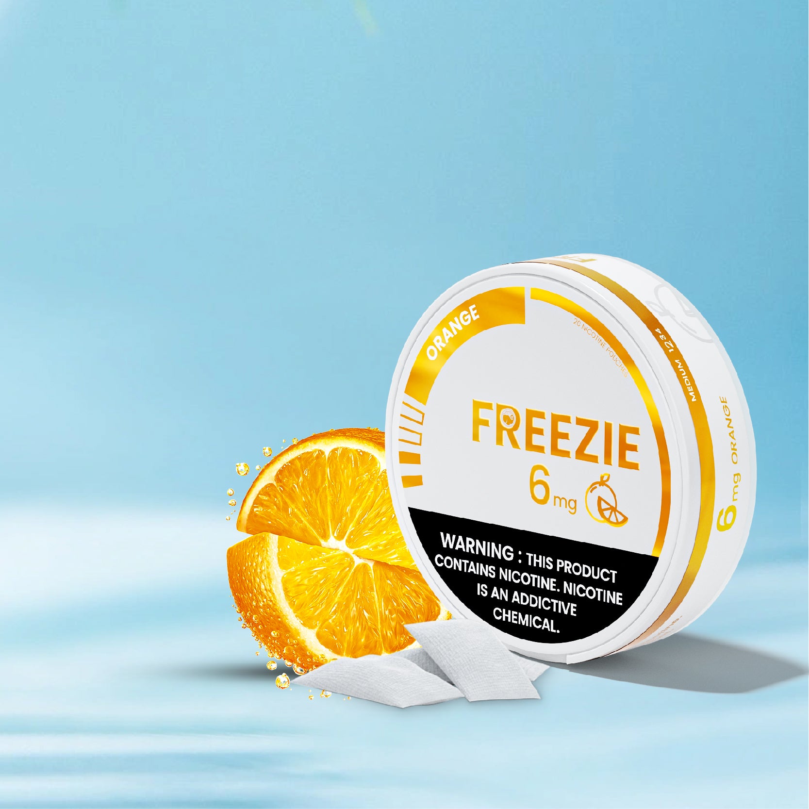 Vibrant Orange 6mg Nic Pouches - 20 Convenient Packs – FREEZIE Life